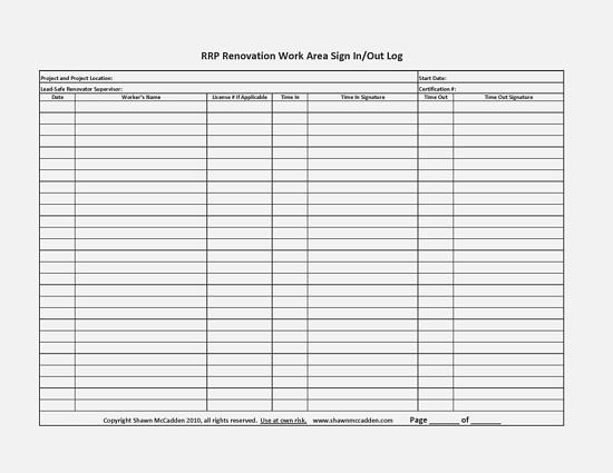 Massachusetts RRP Regulations Require Use of a Sign-in/out Log