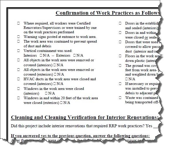 Free RRP Renovation Checklist Will Help You Document Work Practices